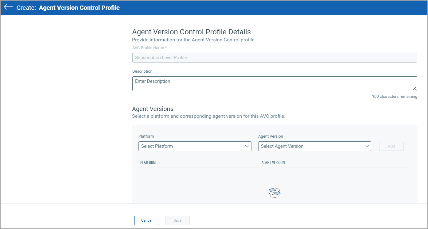 Agent Version Control Profile