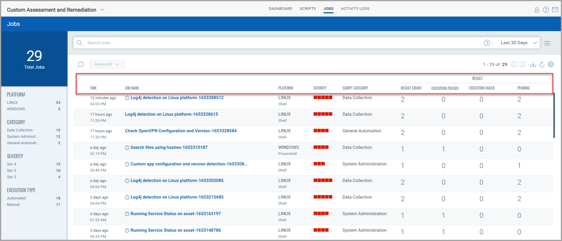 Viewing Job Status of Scripts