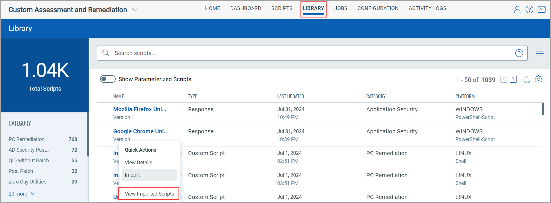 Importing Scripts from Library