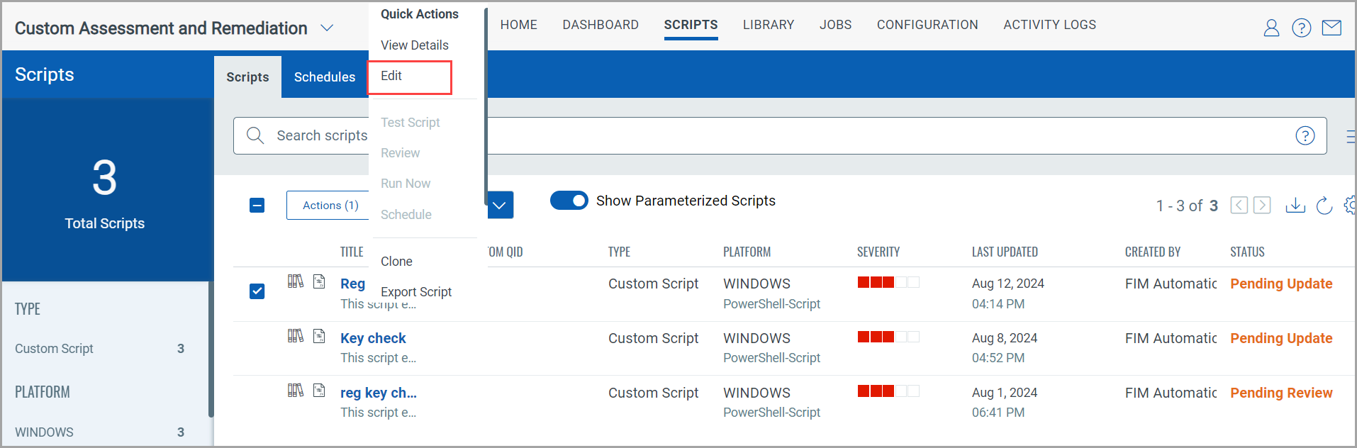 Importing Parameterized Script from Library