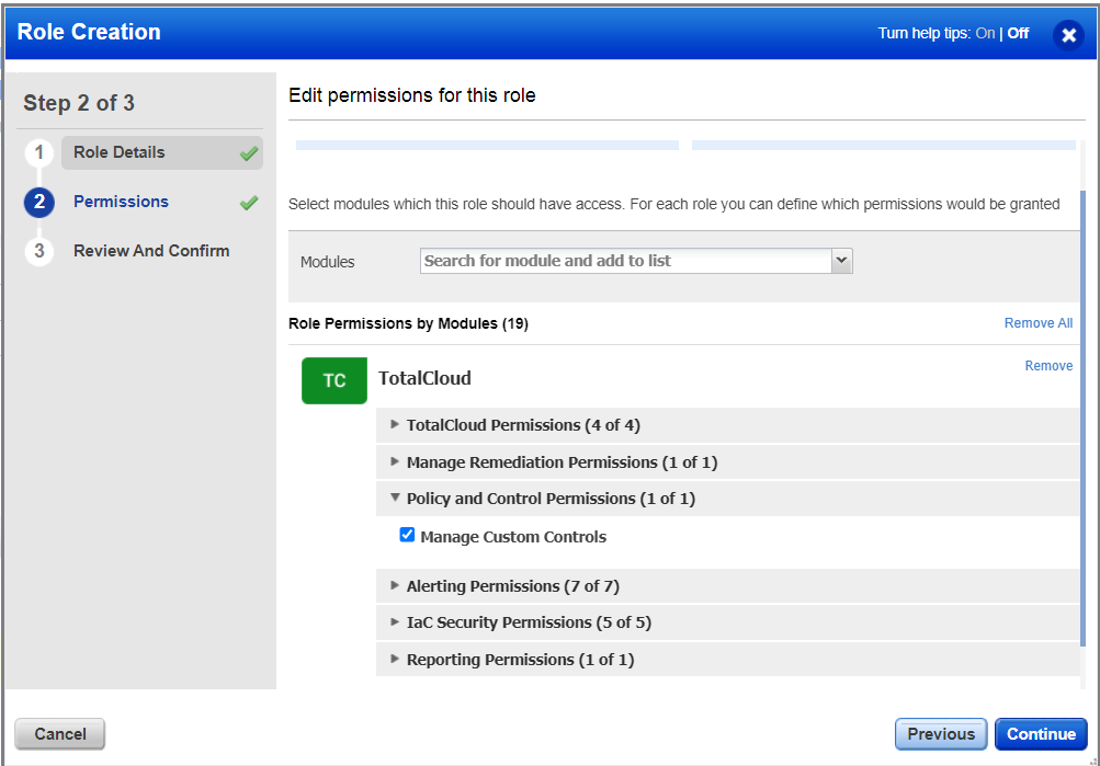 Manage Custom Control Permissions