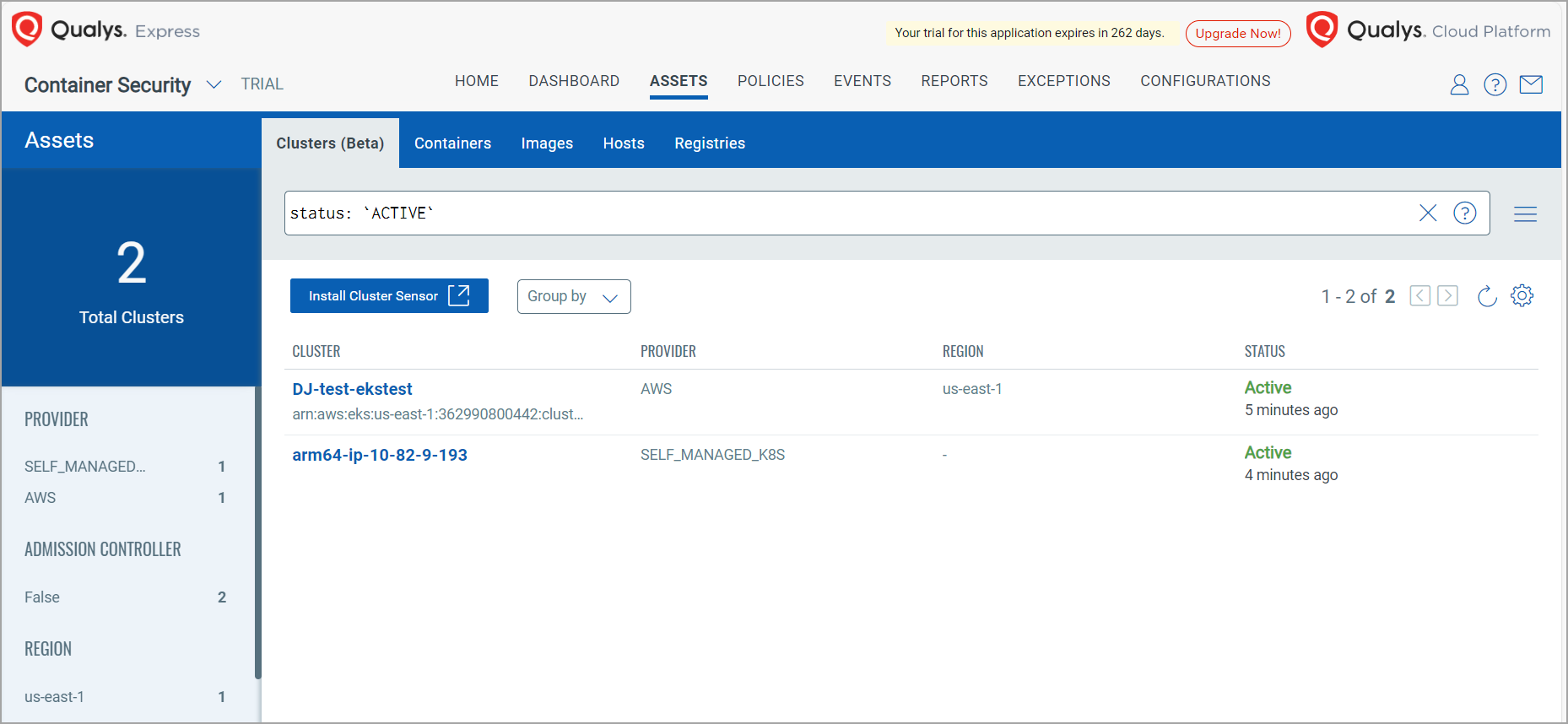 Cluster Sensor Output