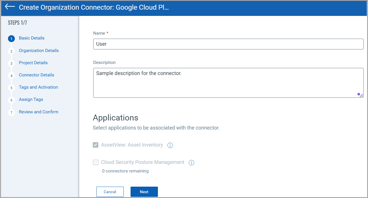 Creating GCP Organization Connectors