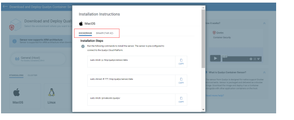 Deploying Container Sensor