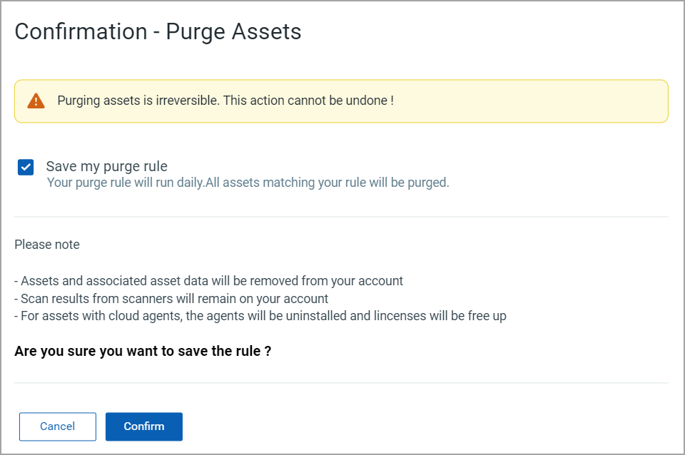 Create Asset Purge Rules