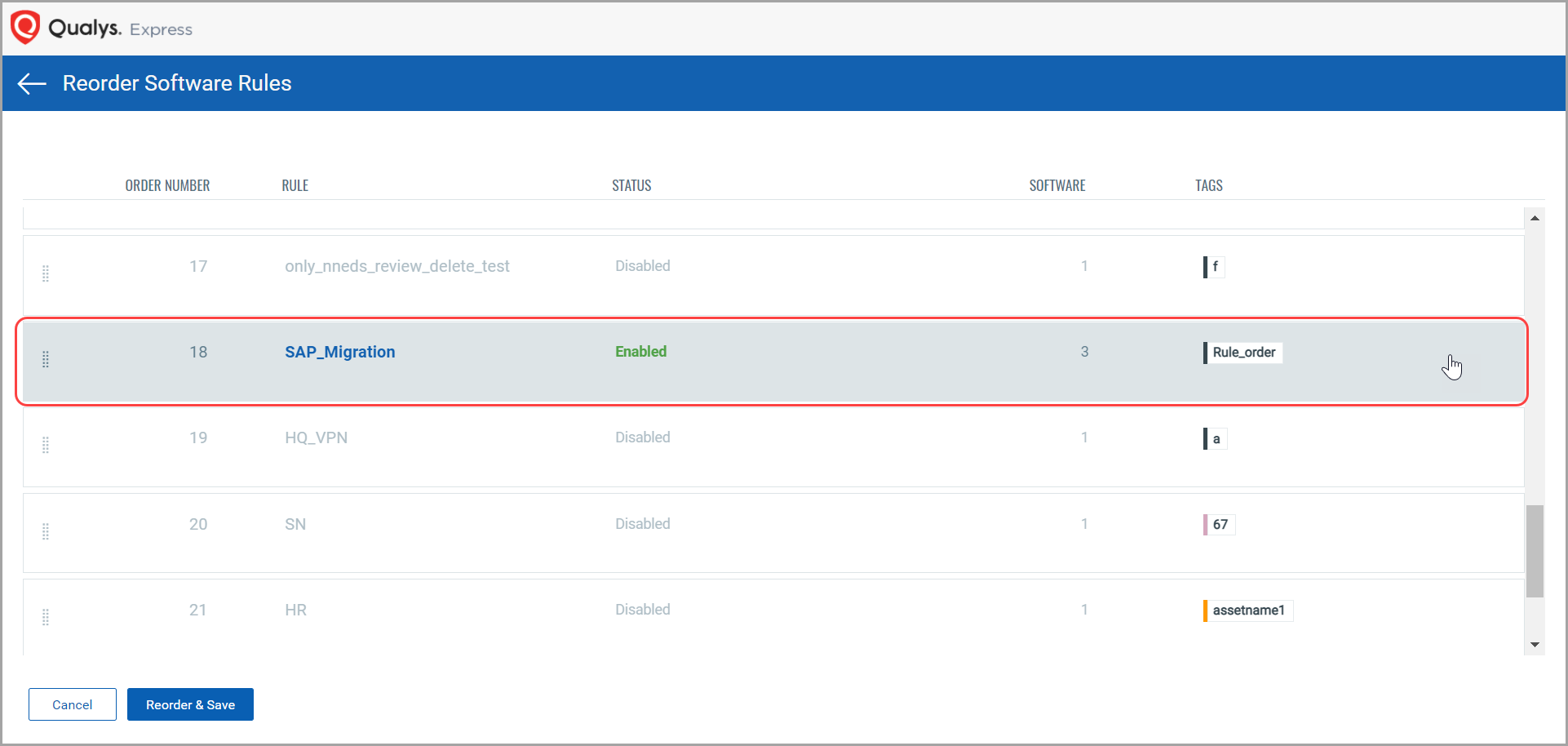 Reorder Authorization Rule