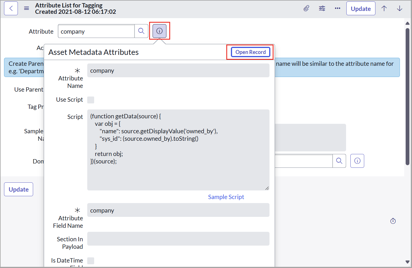 Dynamic Asset Tagging Configuration