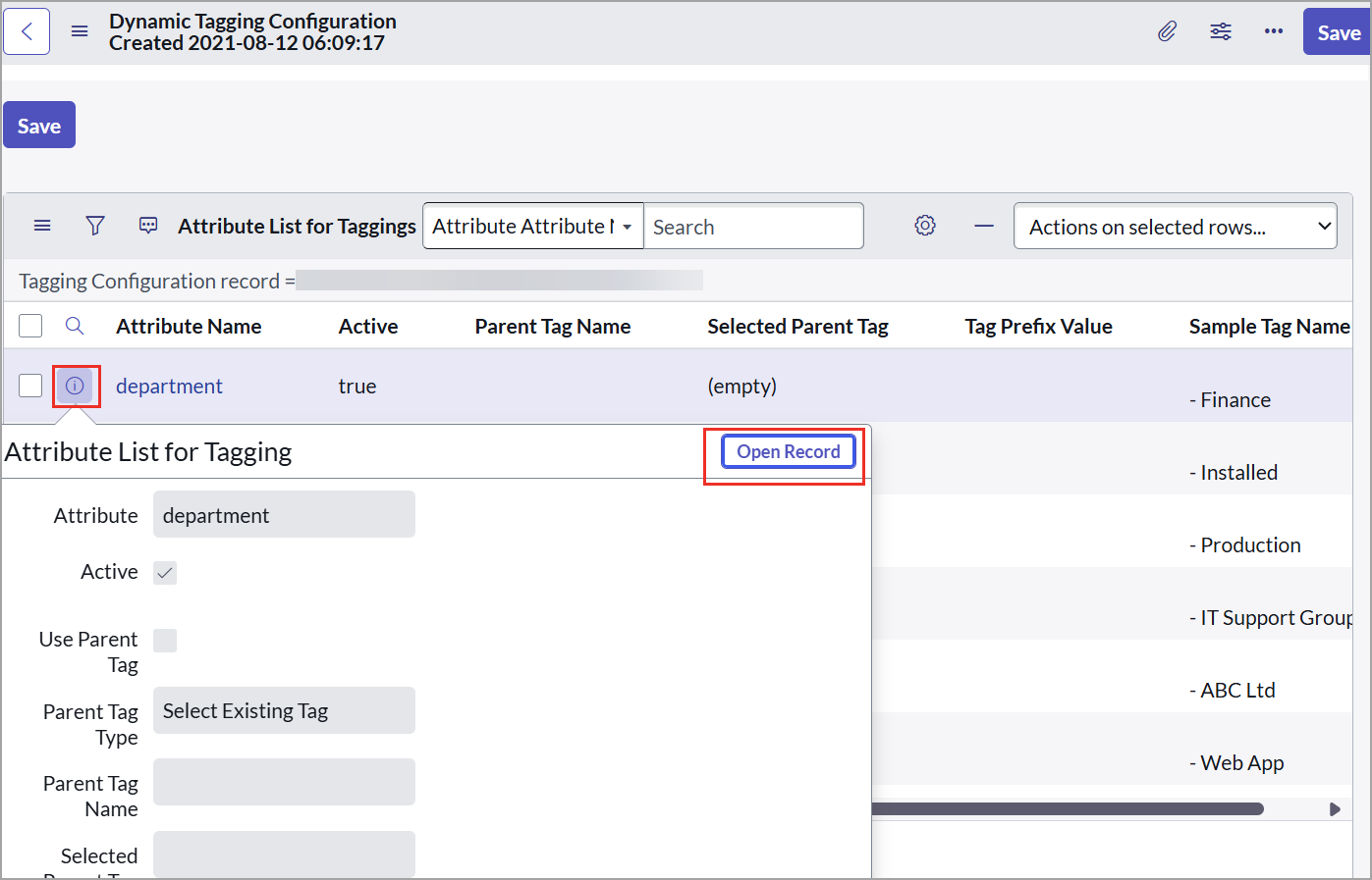 Dynamic Asset Tagging Configuration