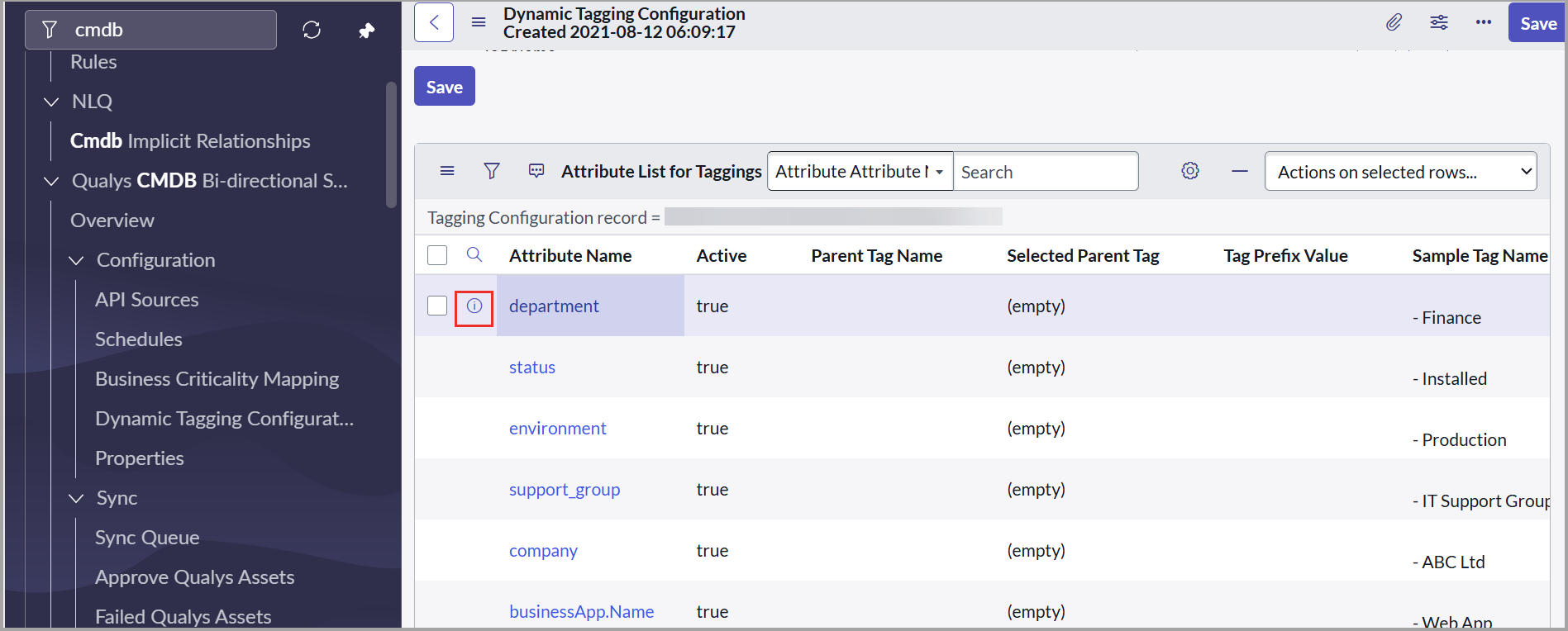 Dynamic Asset Tagging Configuration