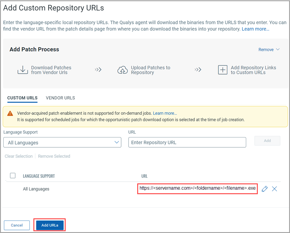 Enable Vendor Acquired Patch