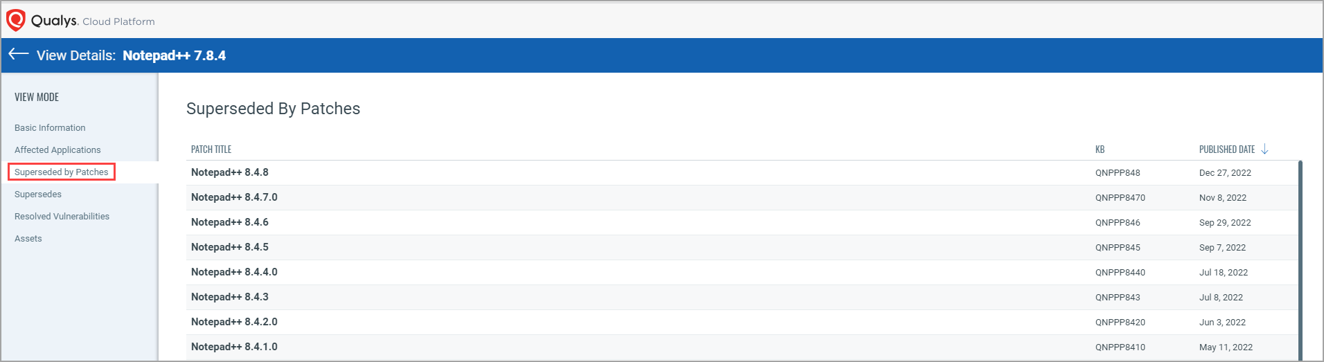 Viewing Patch Details
