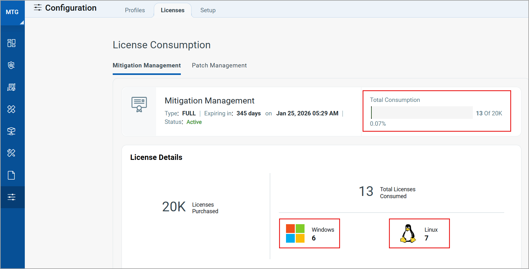Viewing Mitigation Licenses