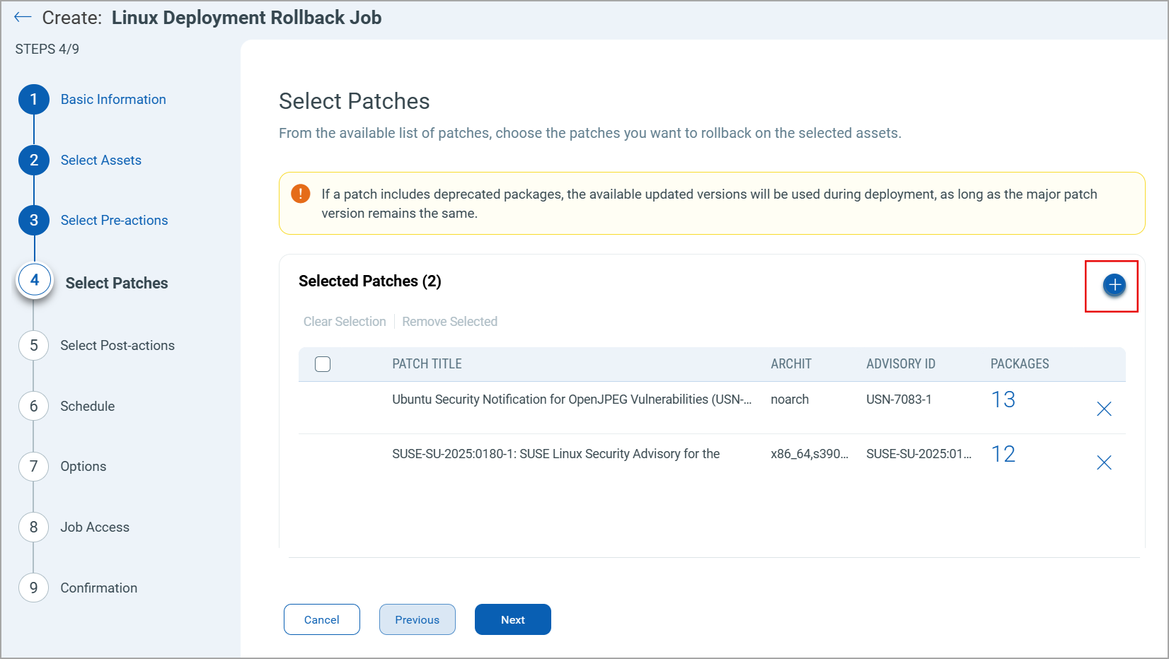 Rolling Back Patches from Linux Assets