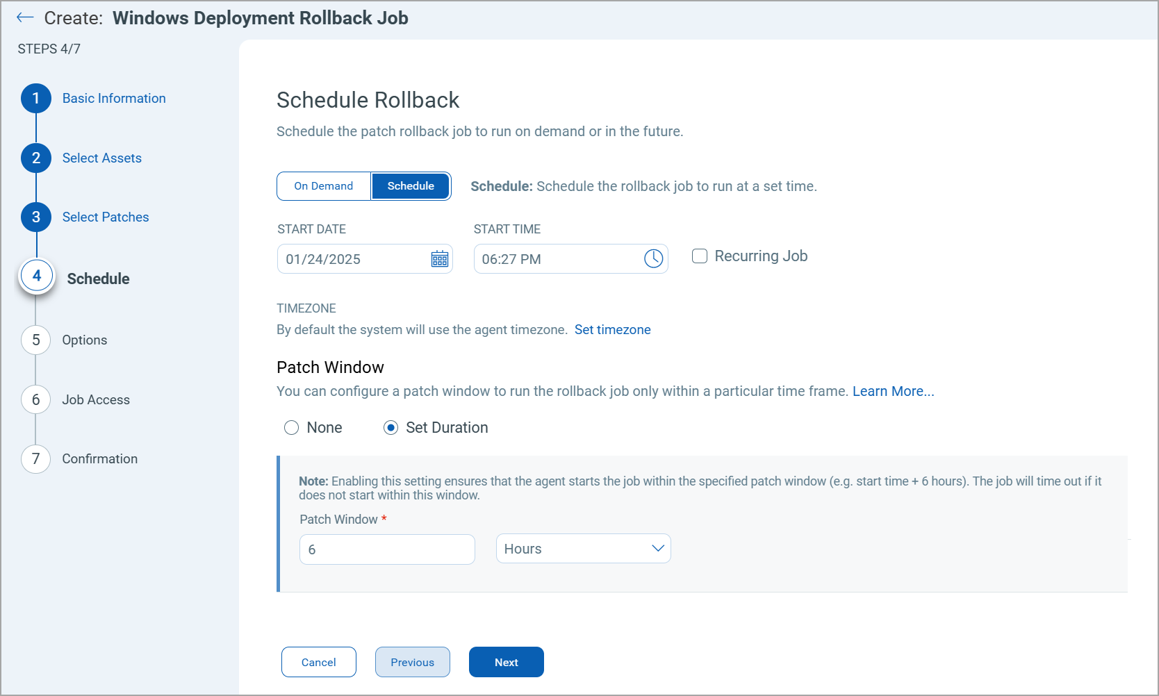 Rolling Back Patches from Windows Assets