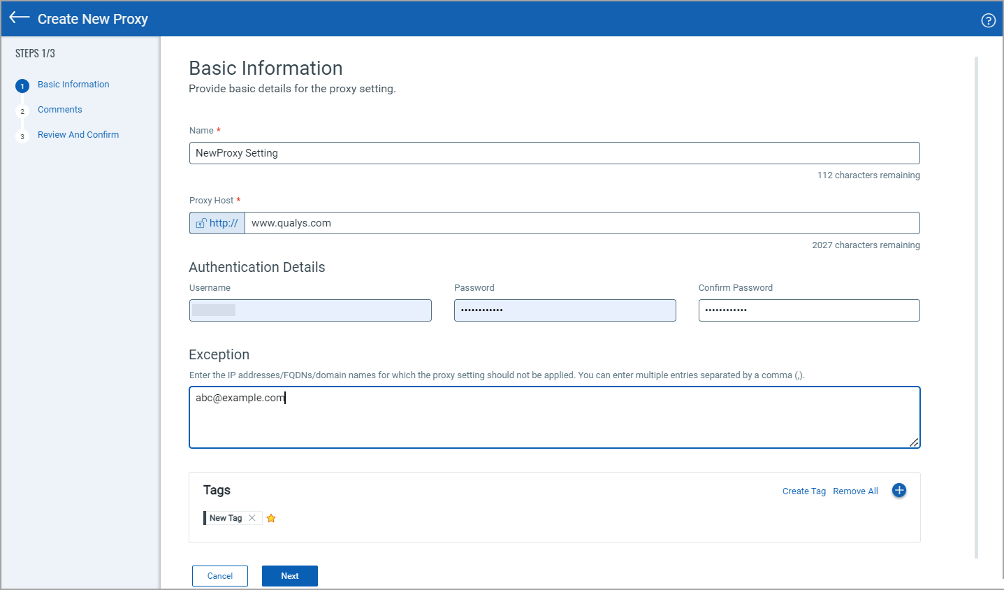 Proxy Setting - Basic Information