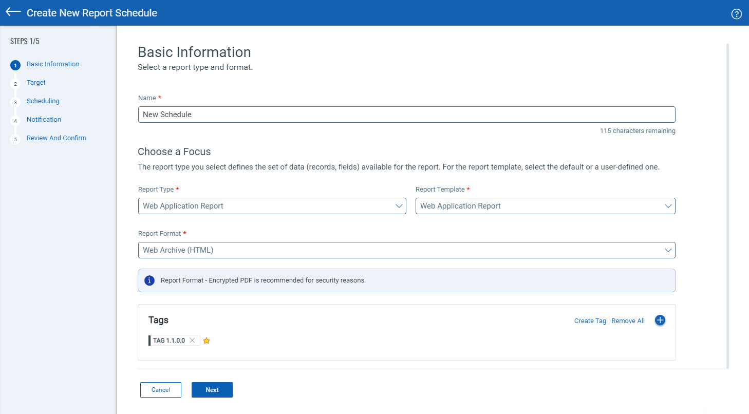 Report Schedule - Basic Information