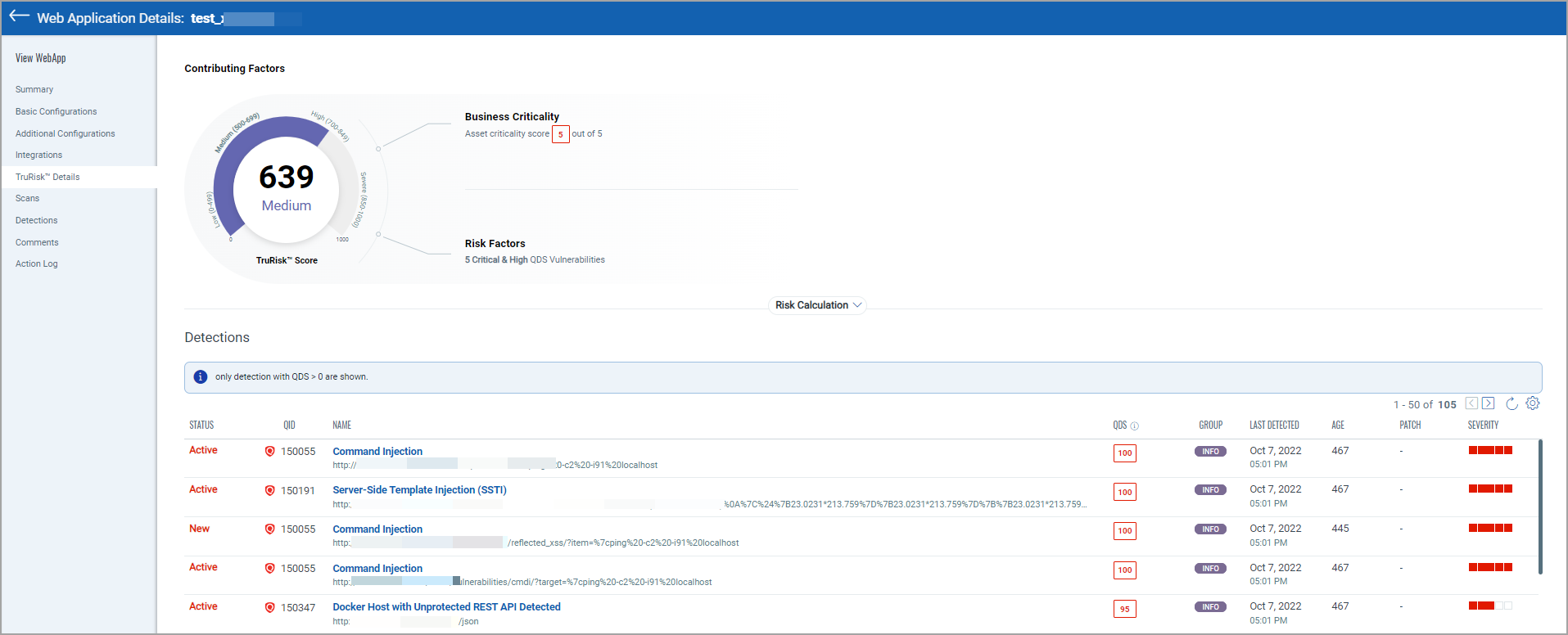 Web Application TruRisk™ Calculation