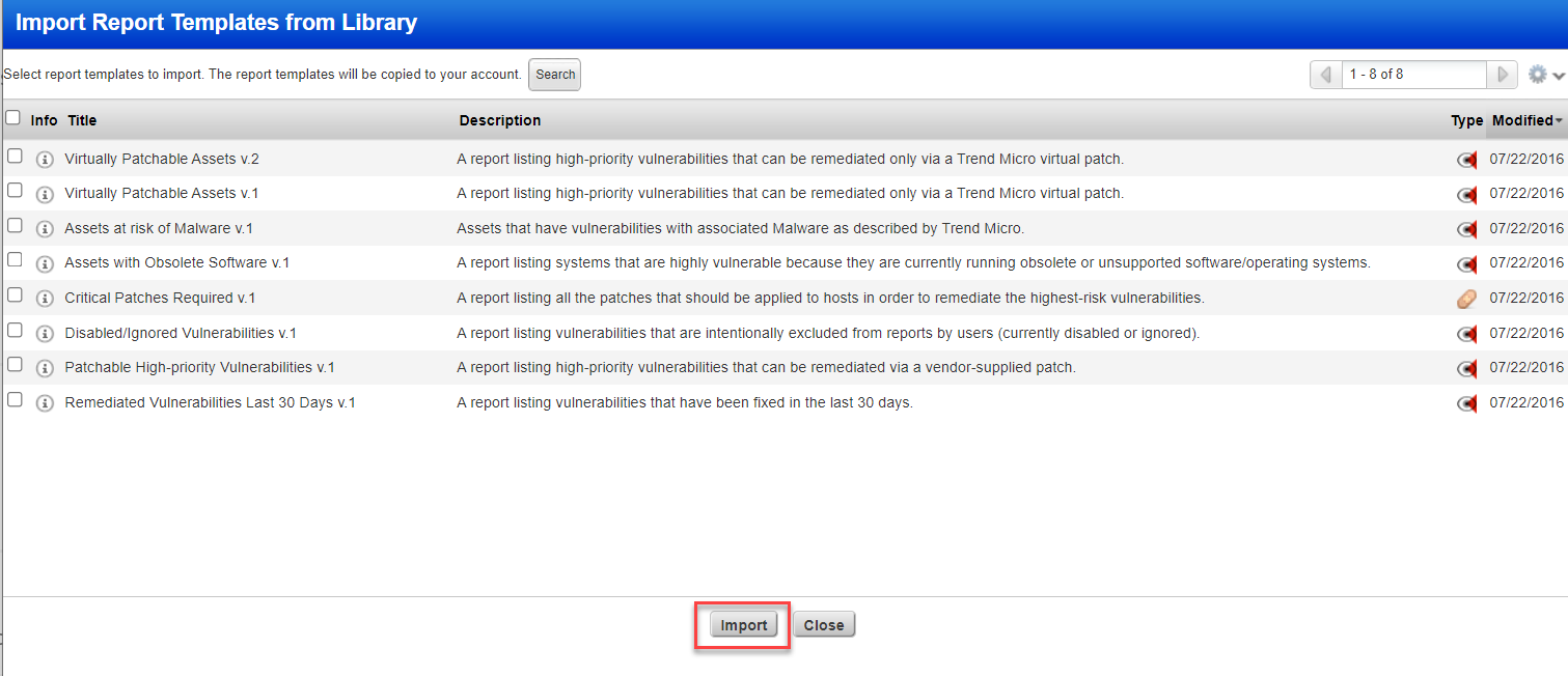 Import report templates