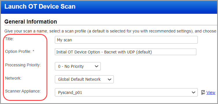Start OT Device Scans