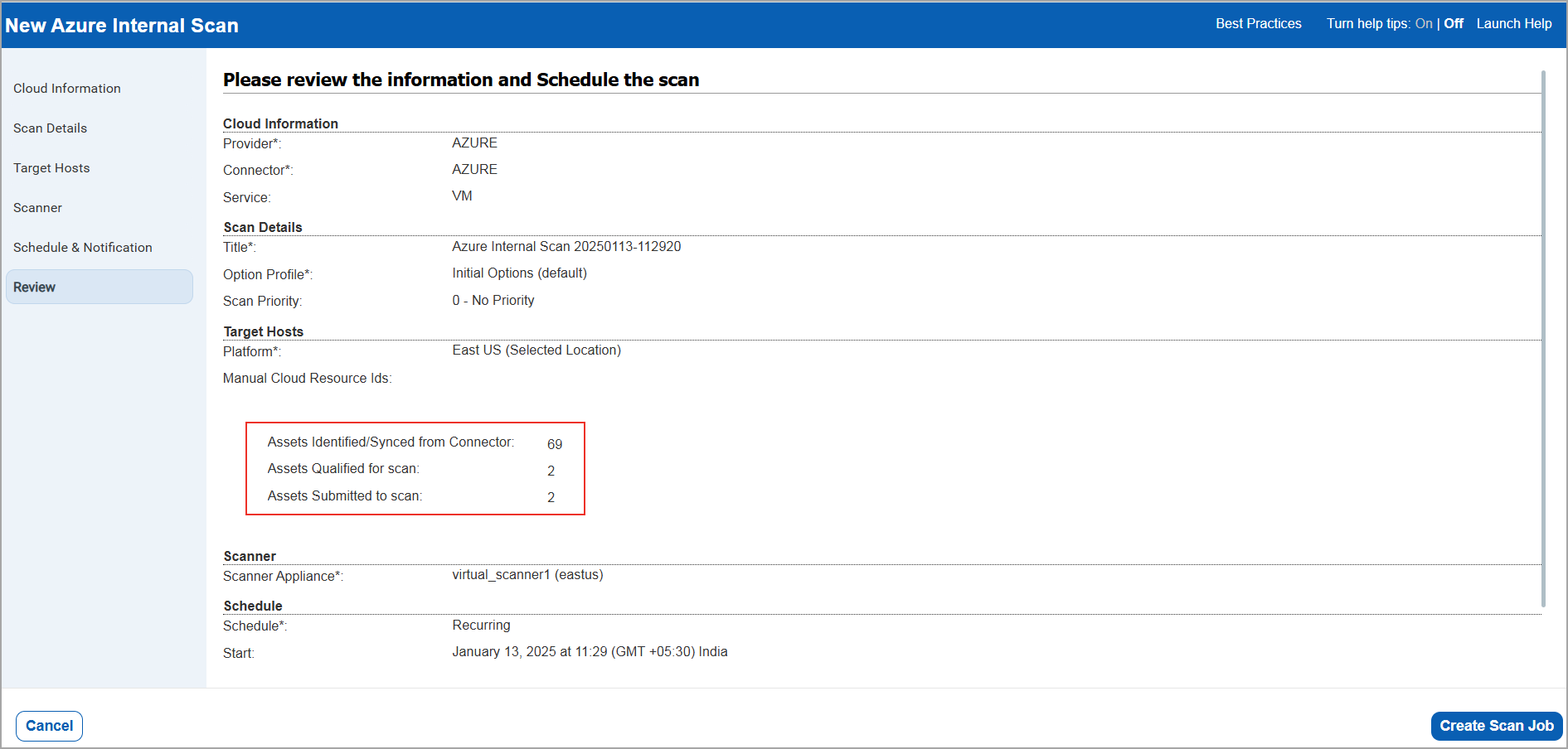 Azure Internal Scan