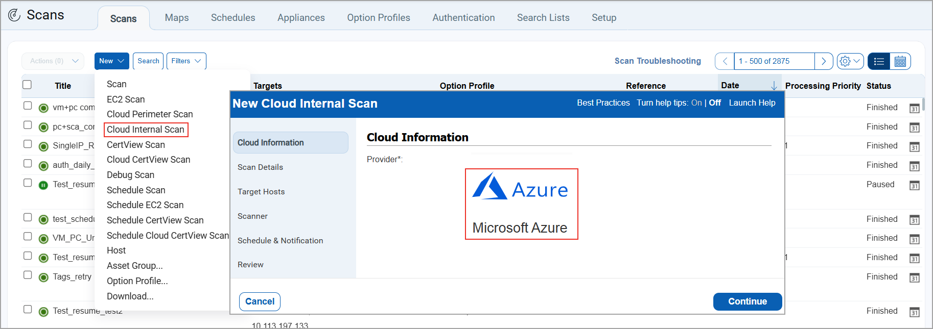 Azure Internal Scan