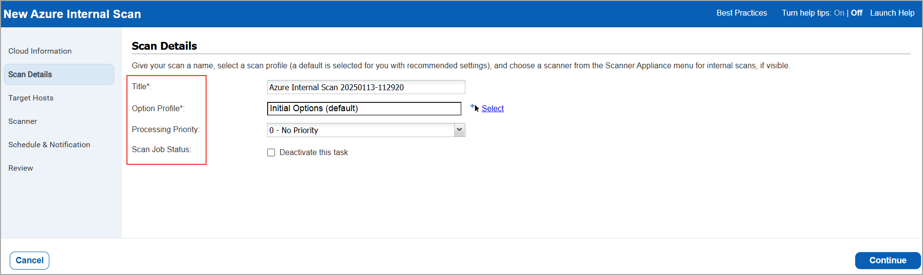 Azure Internal Scan