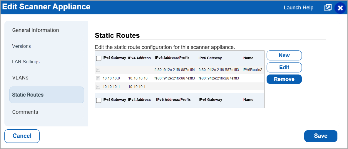 Qualys Scanner - Static Route Configuration